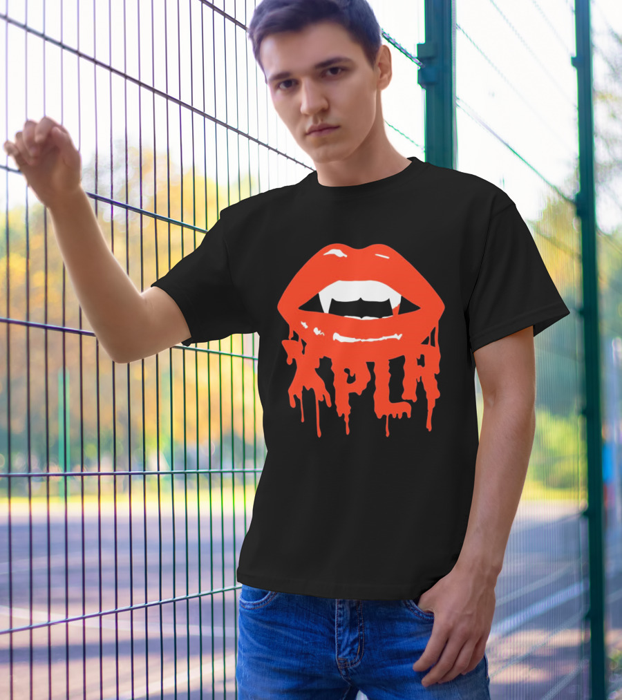XPLR Fangs Back To School Dripping Red Lips T-Shirt