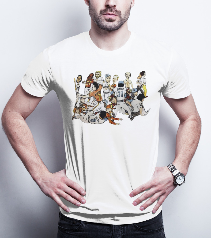 Ed Whitson Bob Horner Cast Arm Pascual Perez Bat Baseball Fight Scene T-Shirt