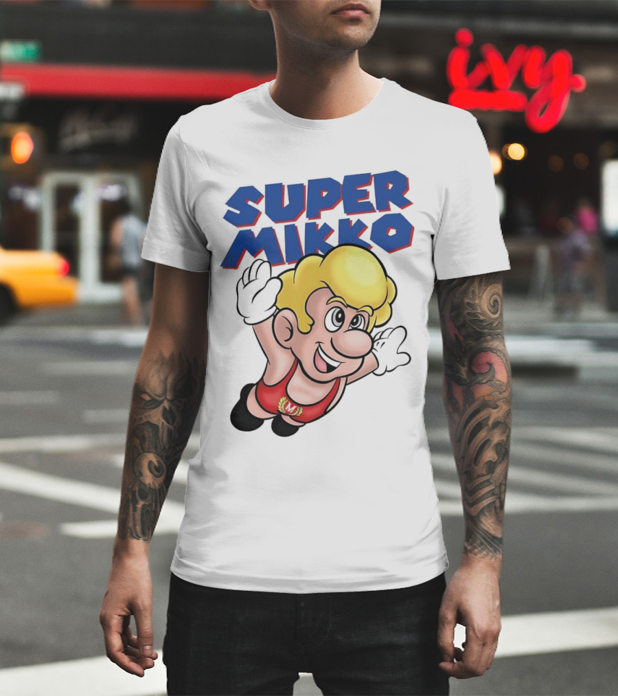 Super Mikko Flying Character Parody Super Mario Game T-Shirt