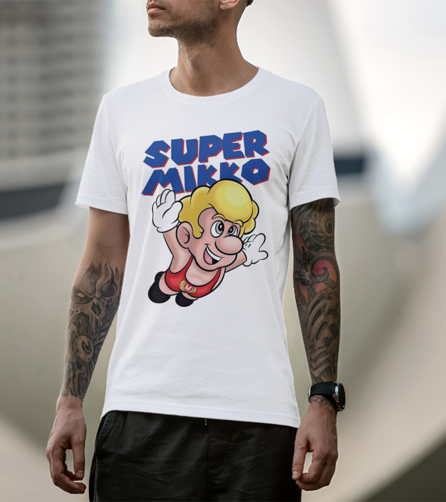 Super Mikko Flying Character Parody Super Mario Game T-Shirt