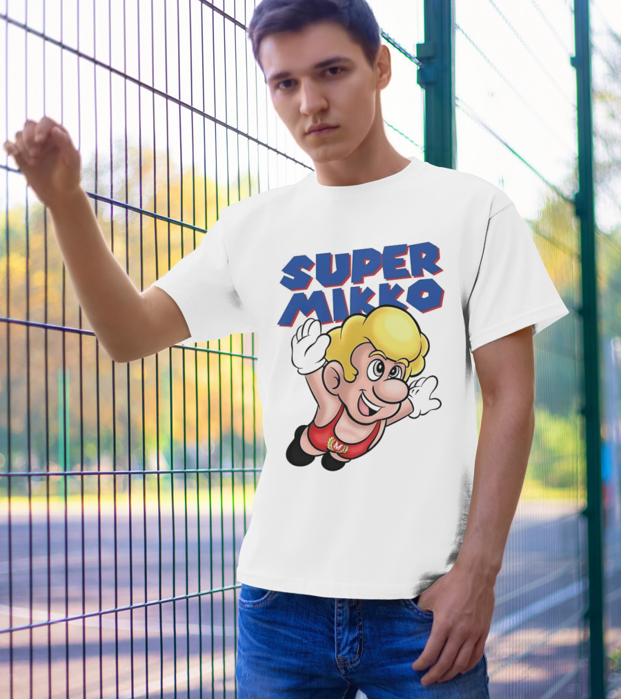 Super Mikko Flying Character Parody Super Mario Game T-Shirt