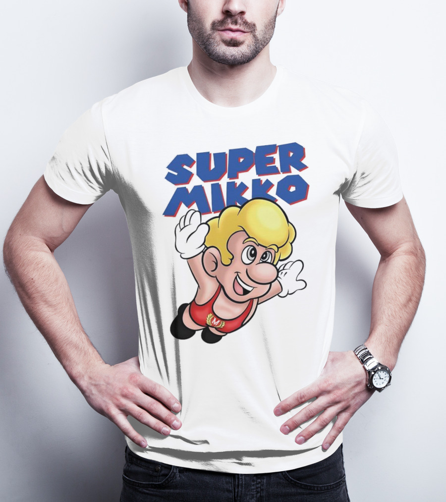 Super Mikko Flying Character Parody Super Mario Game T-Shirt