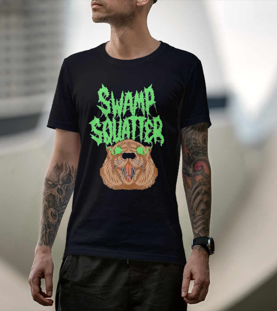 SWAMP SQUATTER GREEN MONSTER FACE T-Shirt