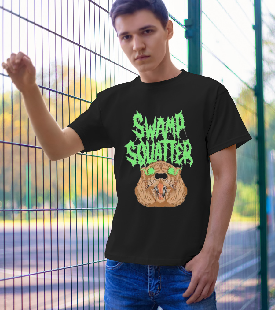 SWAMP SQUATTER GREEN MONSTER FACE T-Shirt