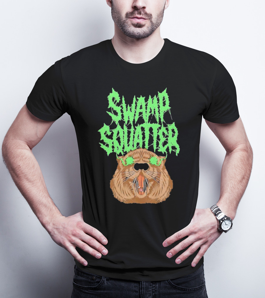 SWAMP SQUATTER GREEN MONSTER FACE T-Shirt