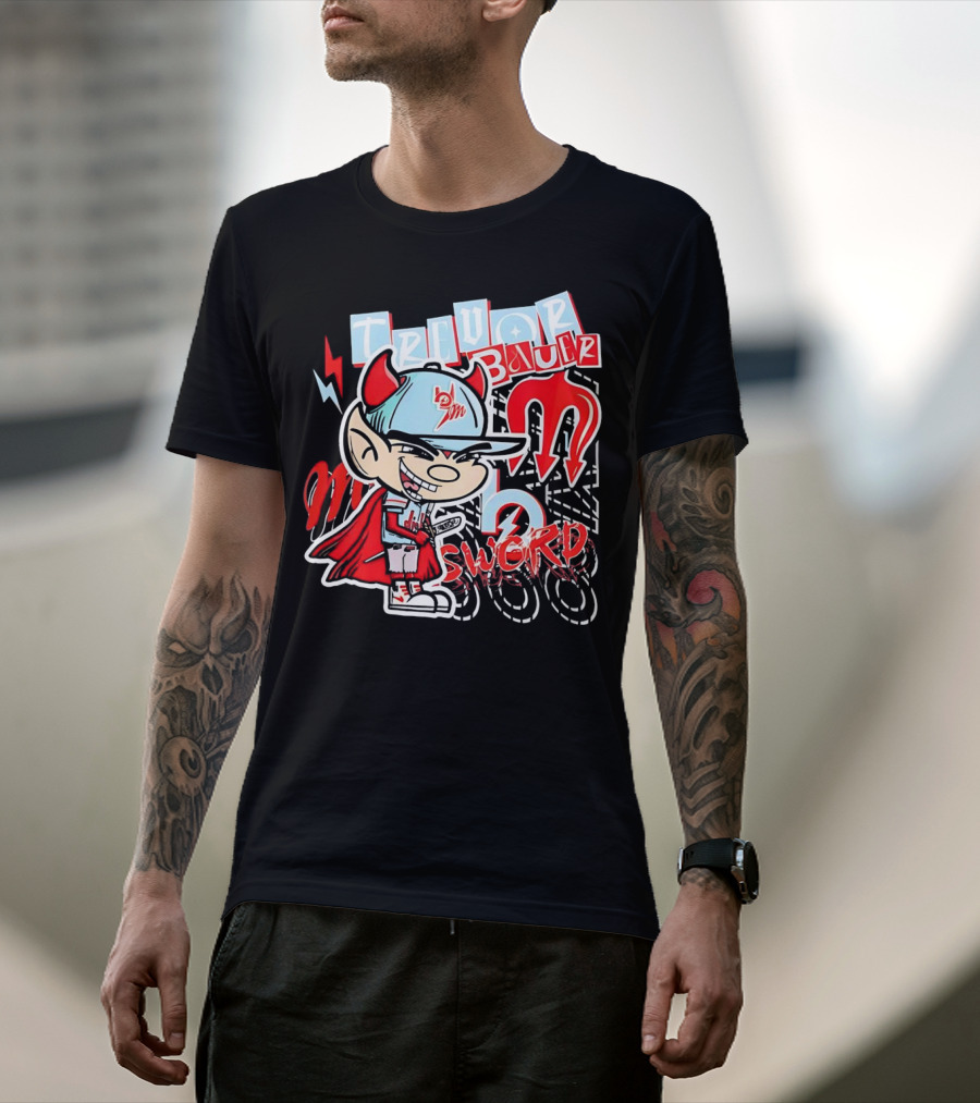Trevor Bauer Diablo Cartoon Red Sword T-Shirt