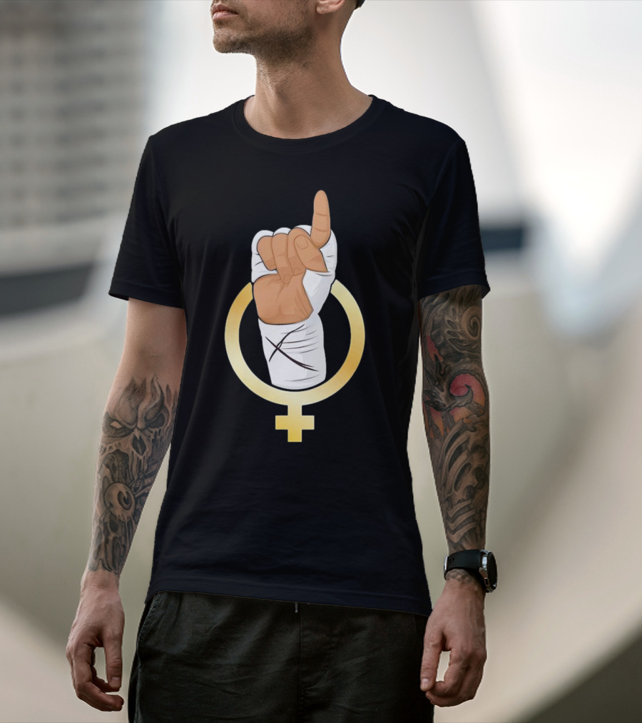 Gold Female Boxing Hand Symbol Feminist Power T-Shirt