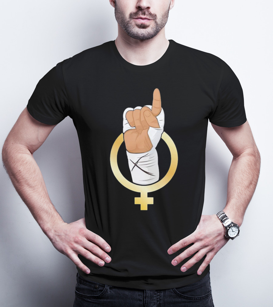 Gold Female Boxing Hand Symbol Feminist Power T-Shirt