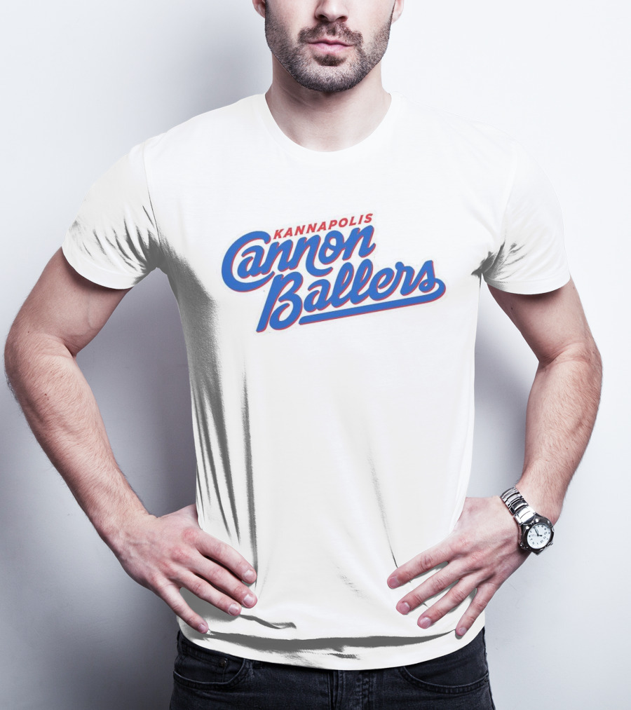 Kannapolis Cannon Ballers Red And Blue Script T-Shirt