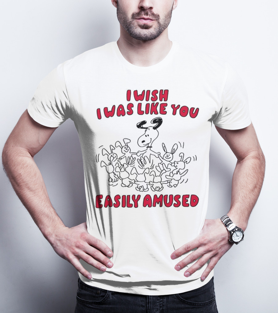 Snoopy I Wish I Was Like You Easily Amused Dancing Bunnies T-Shirt