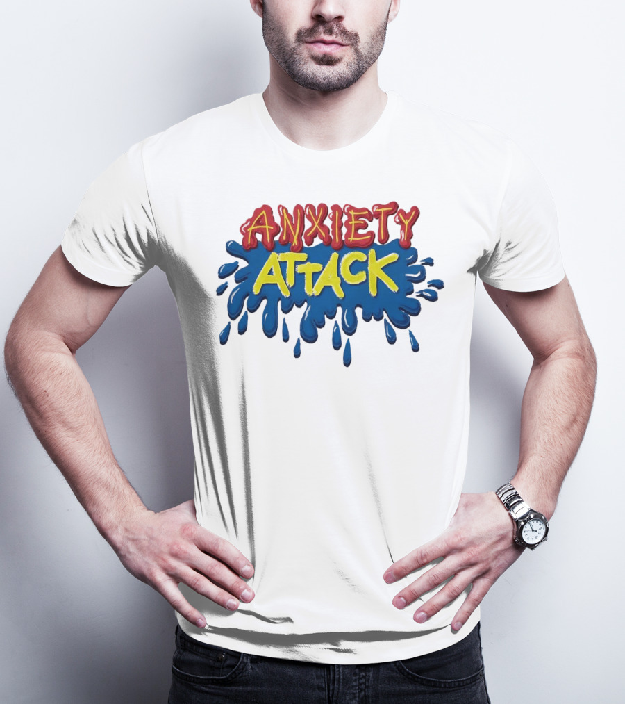Anxiety Attack Bright Comic Style Text With Blue Splashes T-Shirt