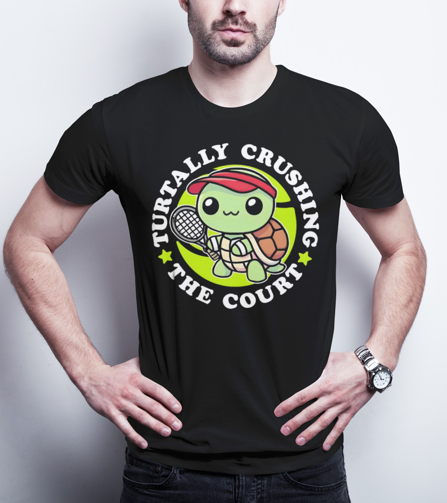 Turtally Crushing The Court Turtle Tennis T-Shirt