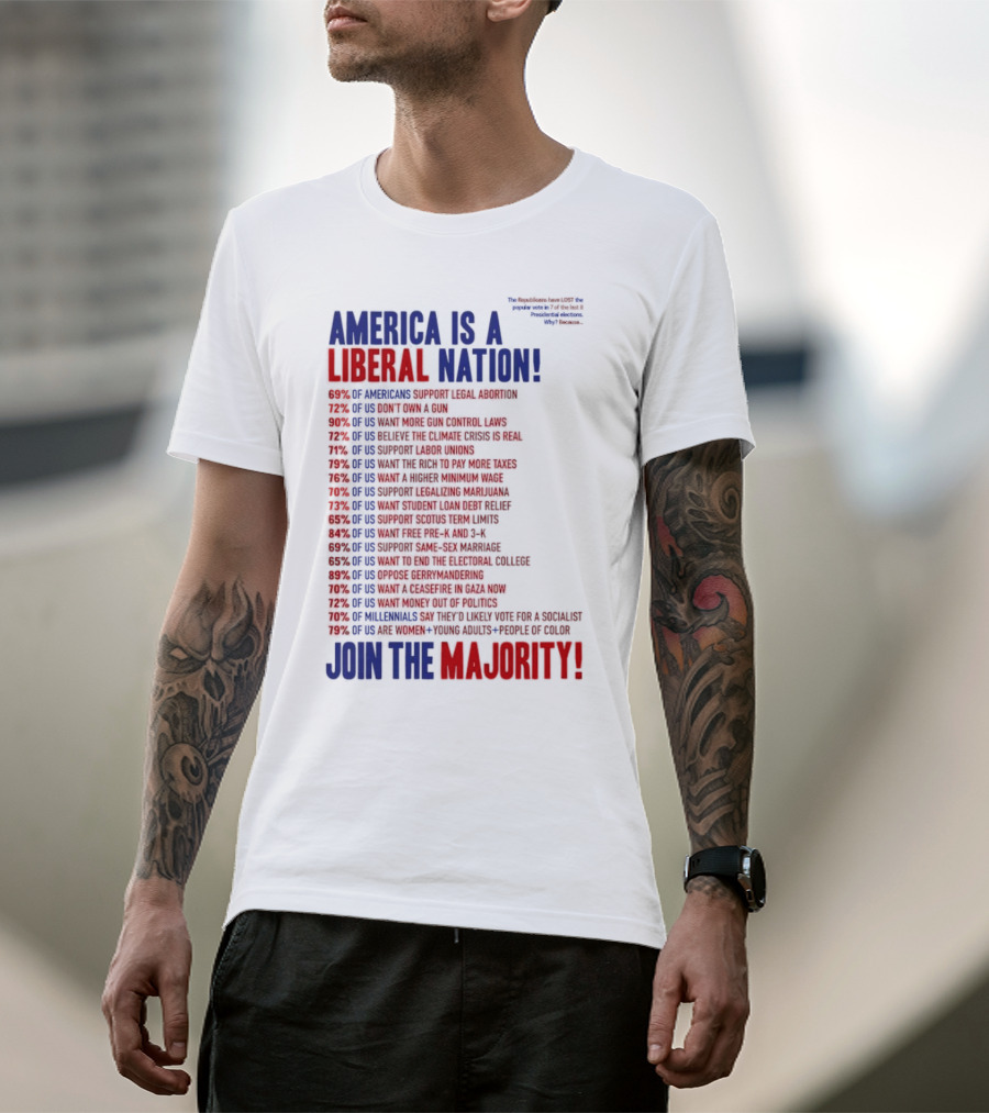 America Is A Liberal Nation 69% Of Americans Support Legal Abortion Join The Majority T-Shirt
