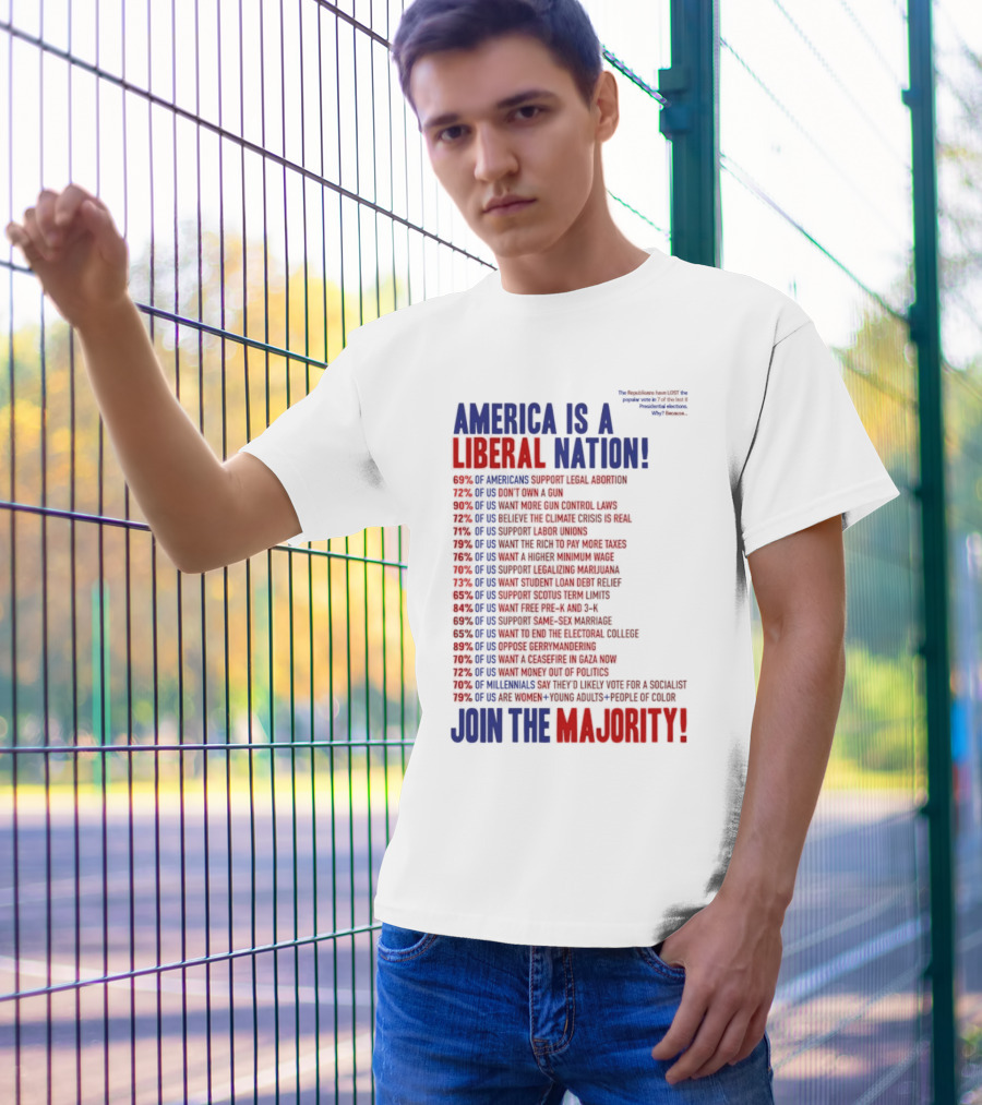 America Is A Liberal Nation 69% Of Americans Support Legal Abortion Join The Majority T-Shirt