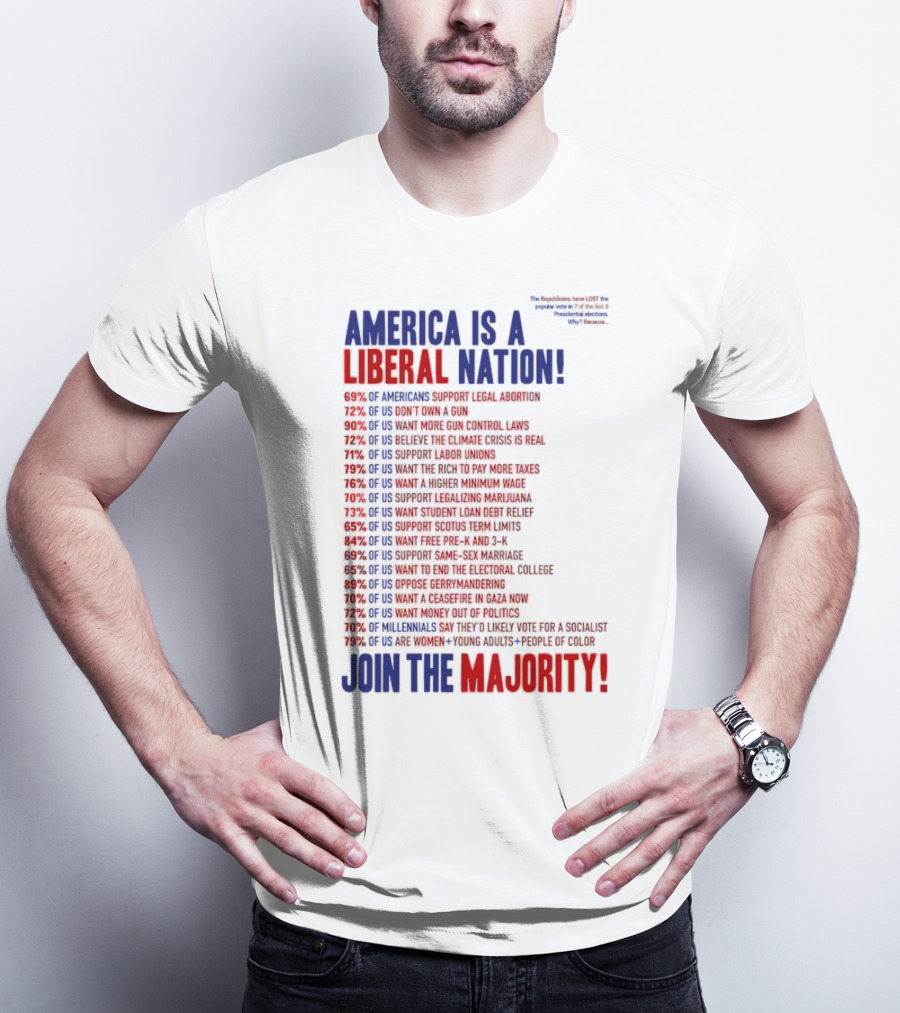 America Is A Liberal Nation 69% Of Americans Support Legal Abortion Join The Majority T-Shirt