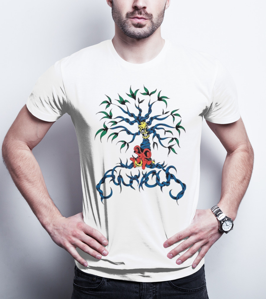 Anxious Mouse Blue Tree With Yellow Skull T-Shirt