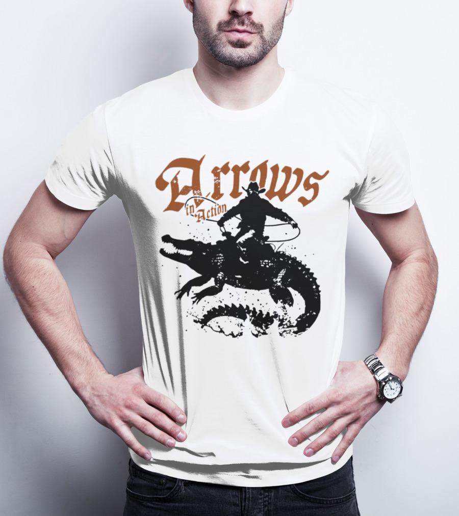 Arrows In Action Cowboy Riding Alligator T-Shirt