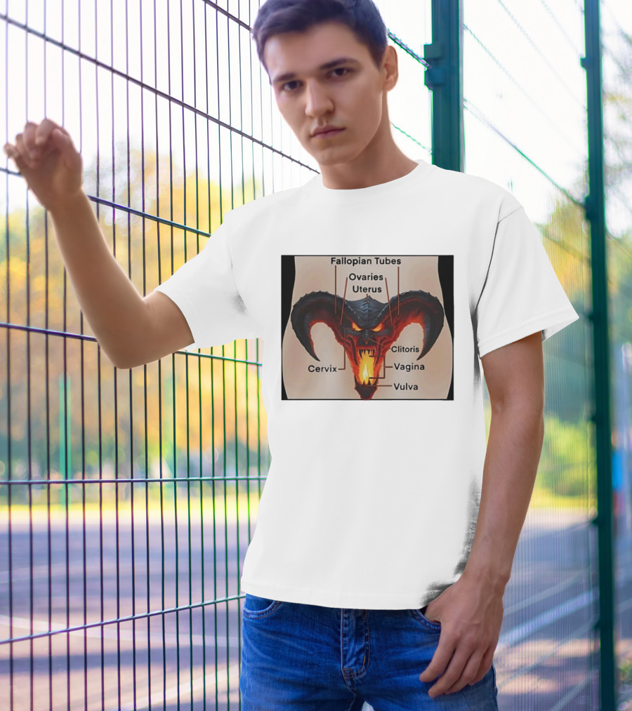 Fallopian Tubes Ovaries Uterus Cervix Clitoris Vagina Vulva Demon Anatomy T-Shirt