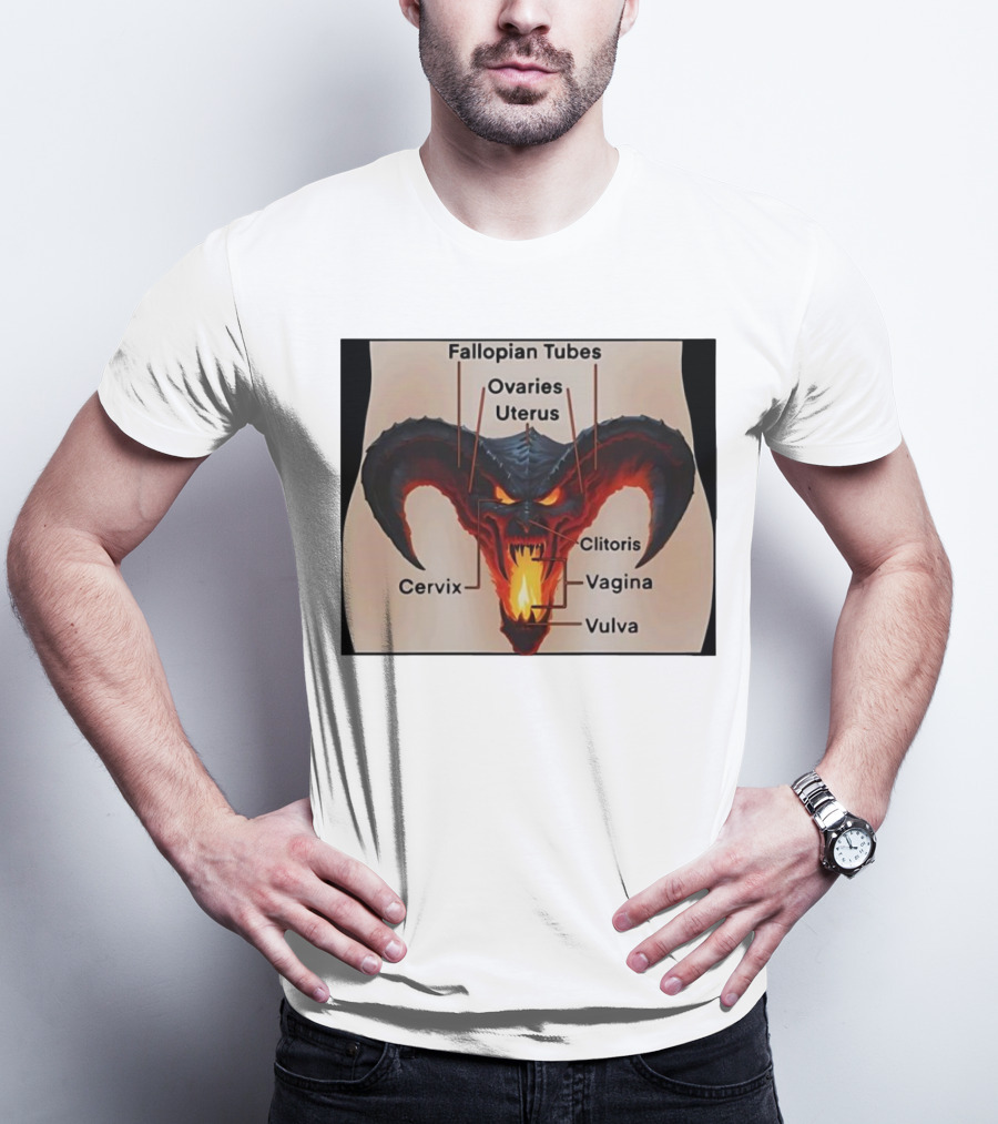 Fallopian Tubes Ovaries Uterus Cervix Clitoris Vagina Vulva Demon Anatomy T-Shirt