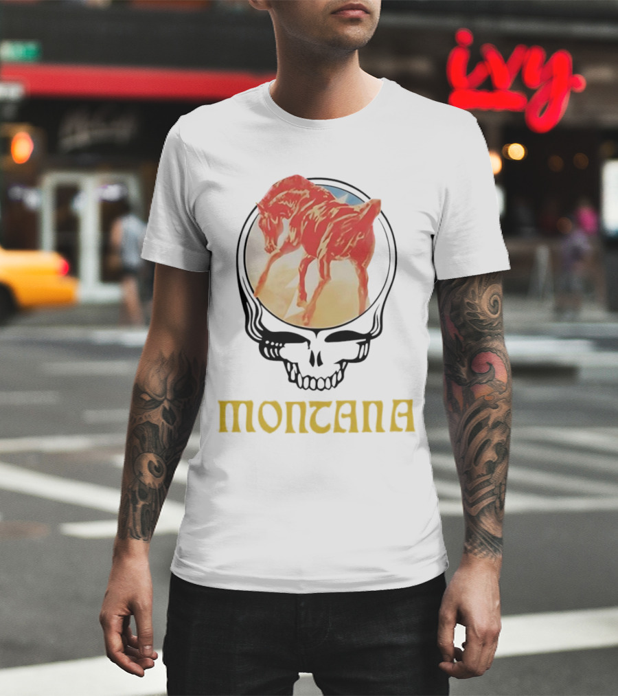 Montana Grateful Dead Skull With Horse T-Shirt