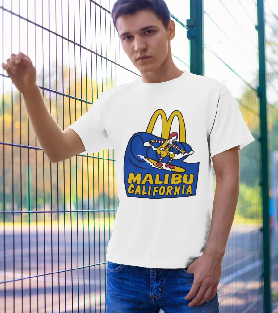 McDonald’s Clown Surfing Malibu California Waves T-Shirt