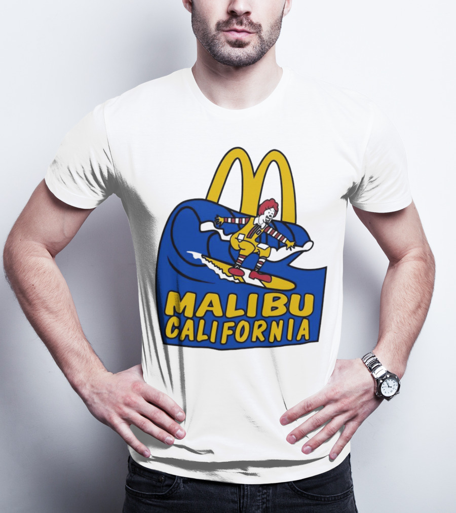 McDonald’s Clown Surfing Malibu California Waves T-Shirt