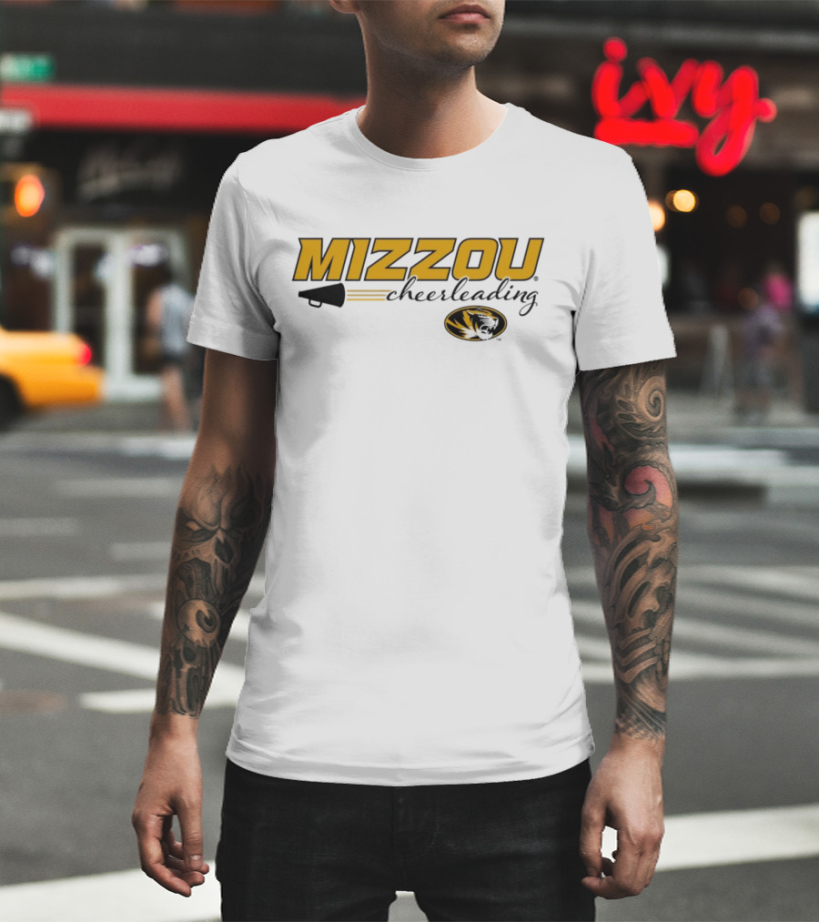 Mizzou Cheerleading Megaphone Oval Tiger Head T-Shirt
