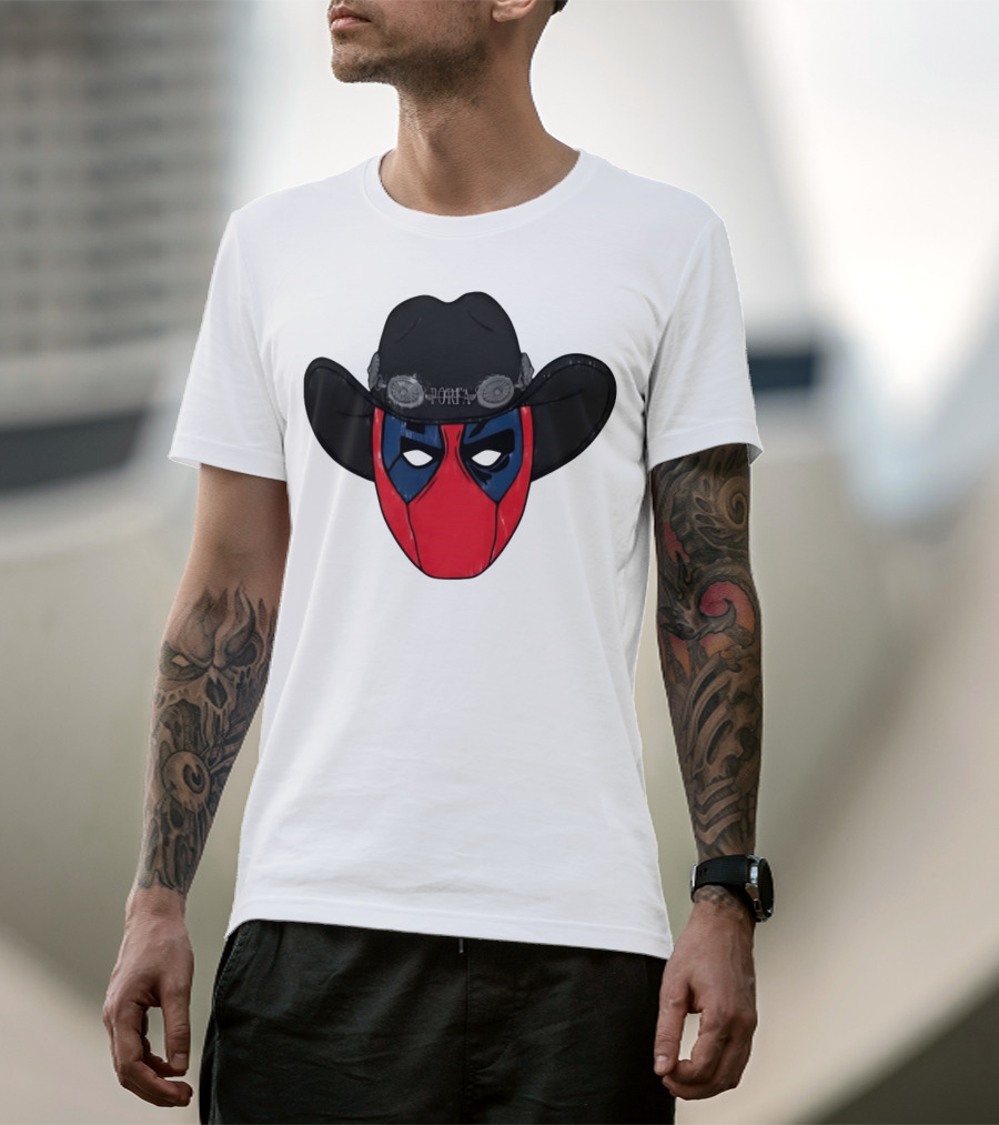 Por Favor Porfapool Deadpool Cowboy Hat Mask T-Shirt