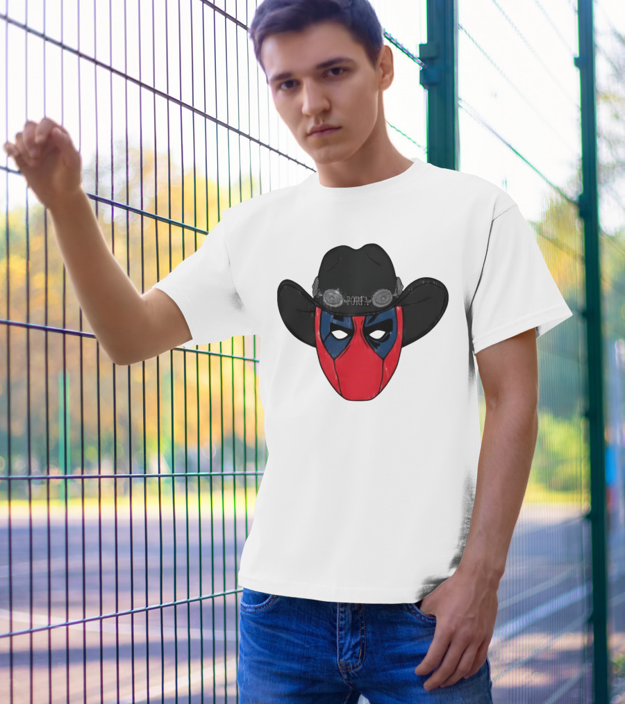 Por Favor Porfapool Deadpool Cowboy Hat Mask T-Shirt