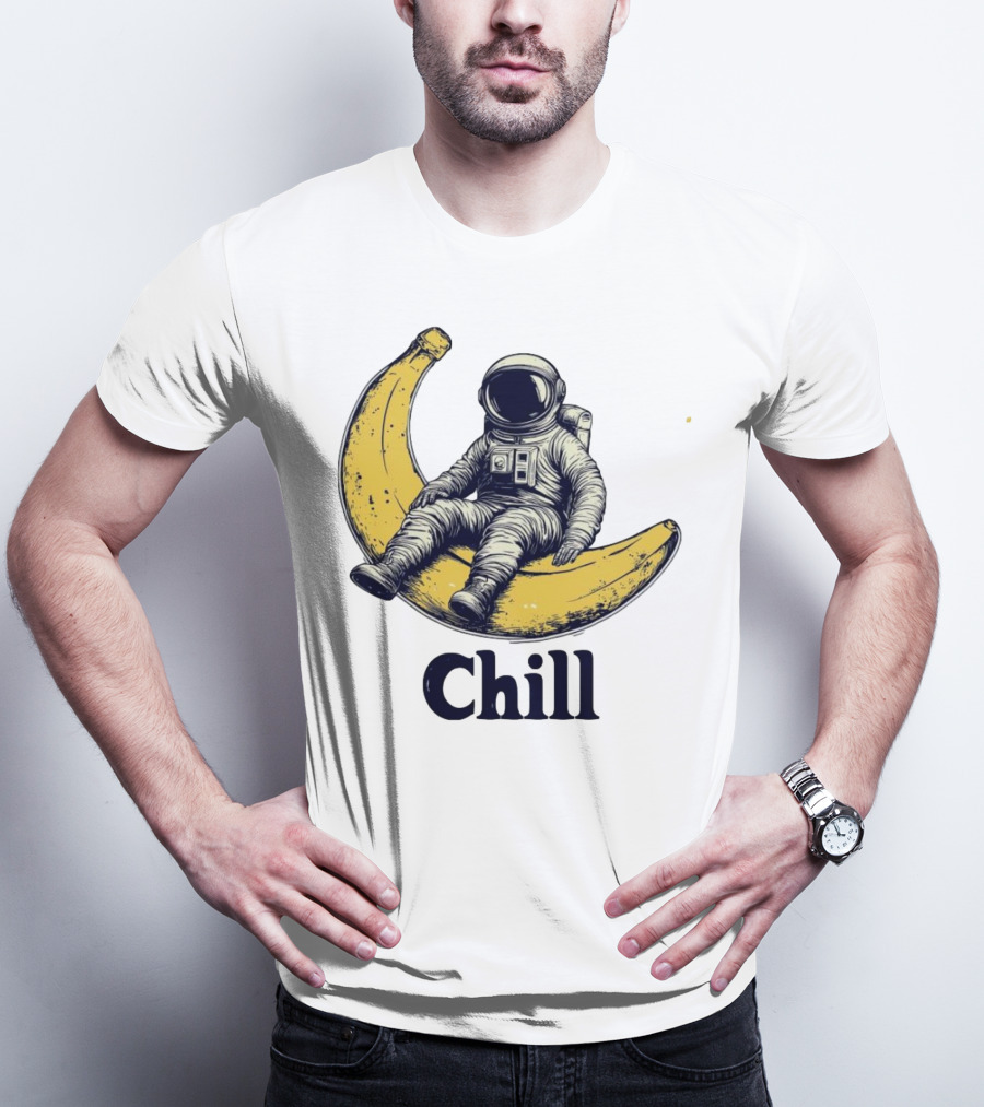 Astronaut Chill Sit On Moon Banana T-Shirt