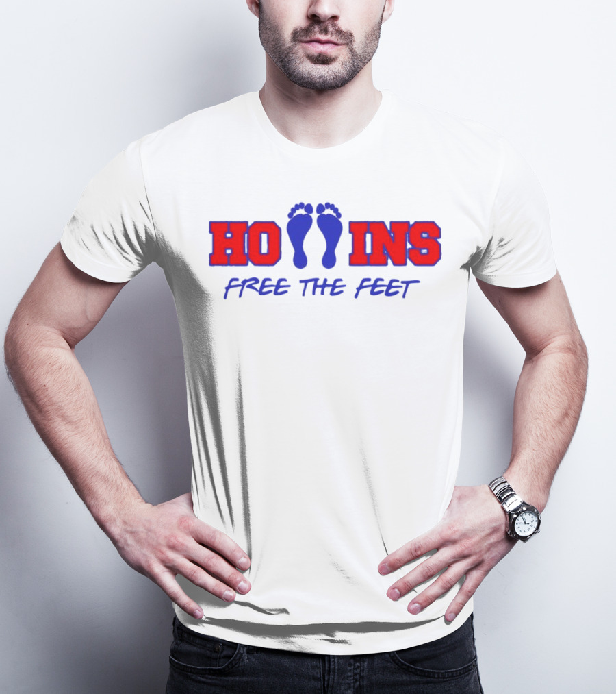 Hollins Free The Feet With Red And Blue Footprints T-Shirt