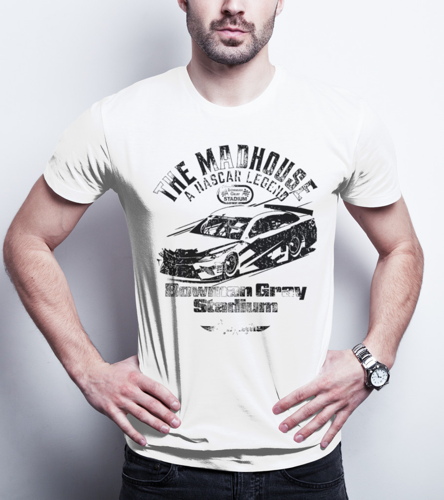 The Madhouse A NASCAR Legend Car Graphic Bowman Gray Stadium T-Shirt