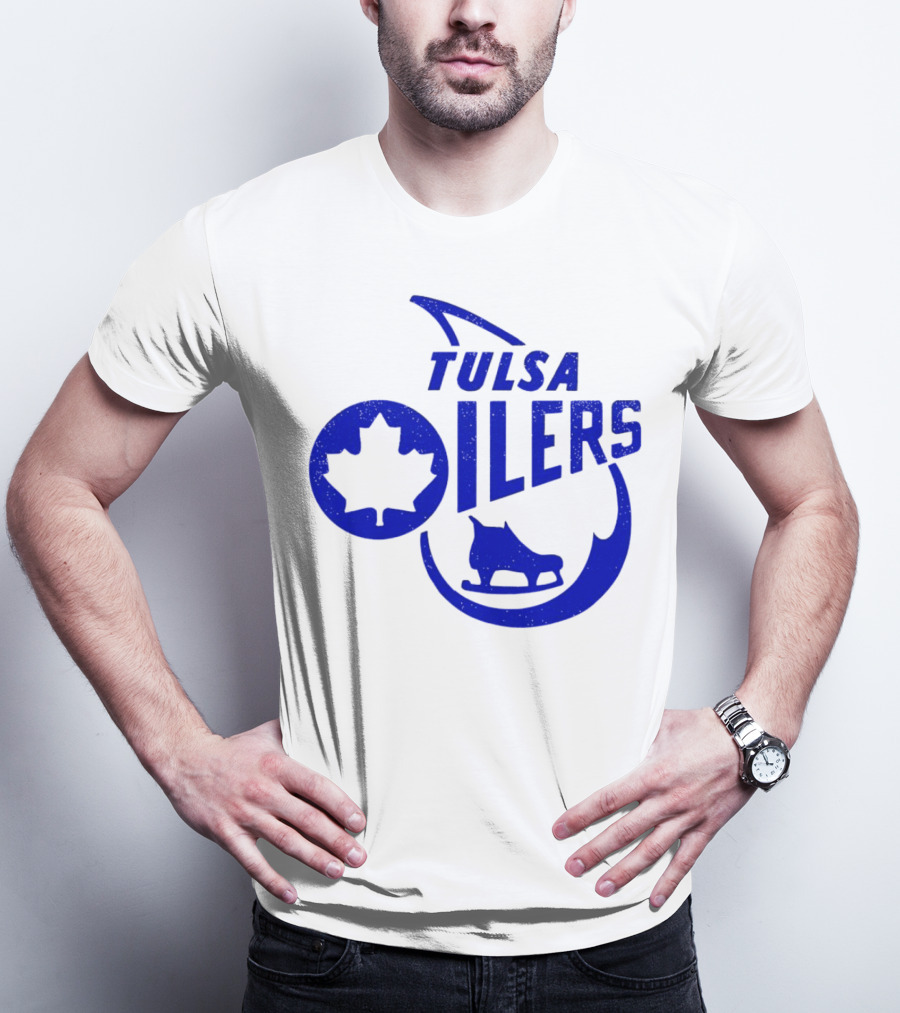 Tulsa Oilers 1982 Maple Leaf Ice Skate T-Shirt