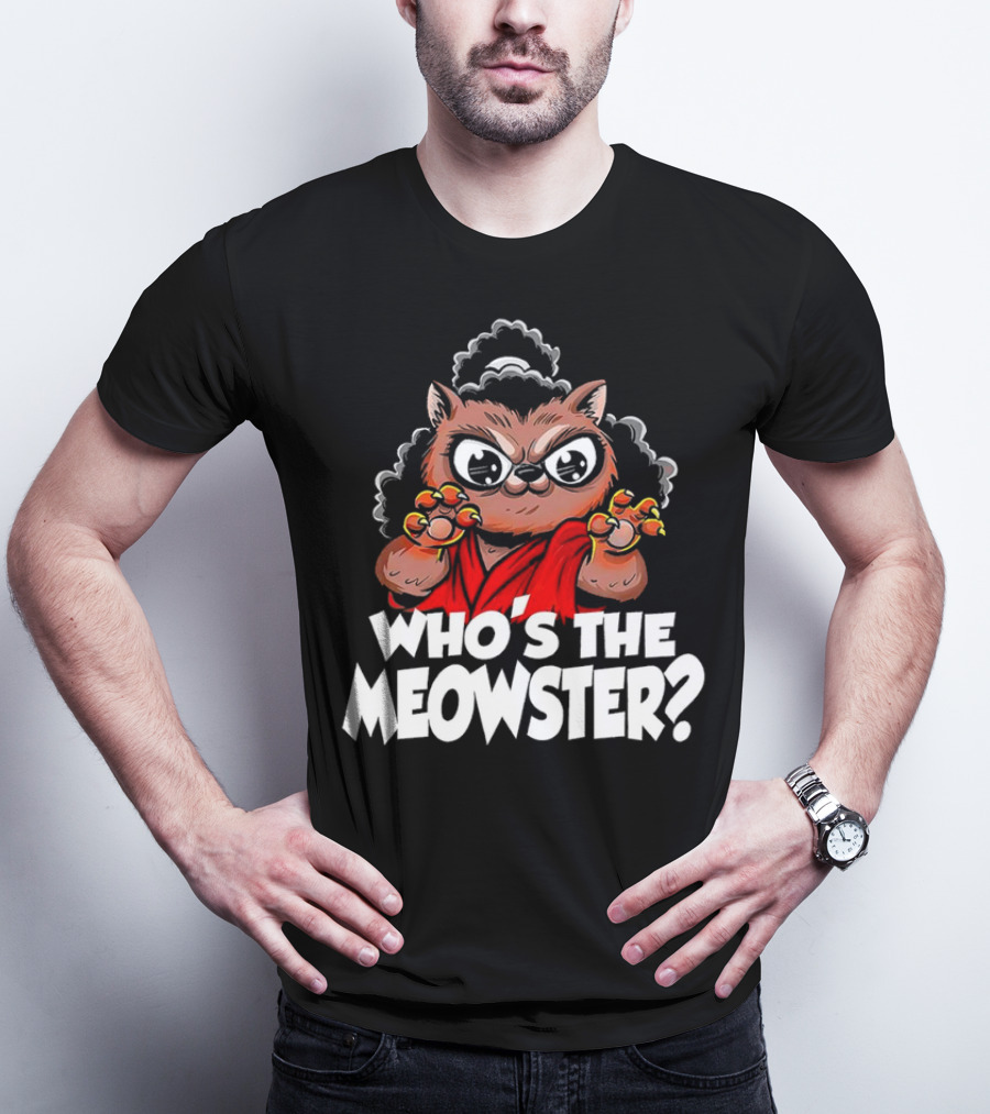 Who's The Meowster X Sho Nuff The Last Dragon Inspired Cat Character T-Shirt