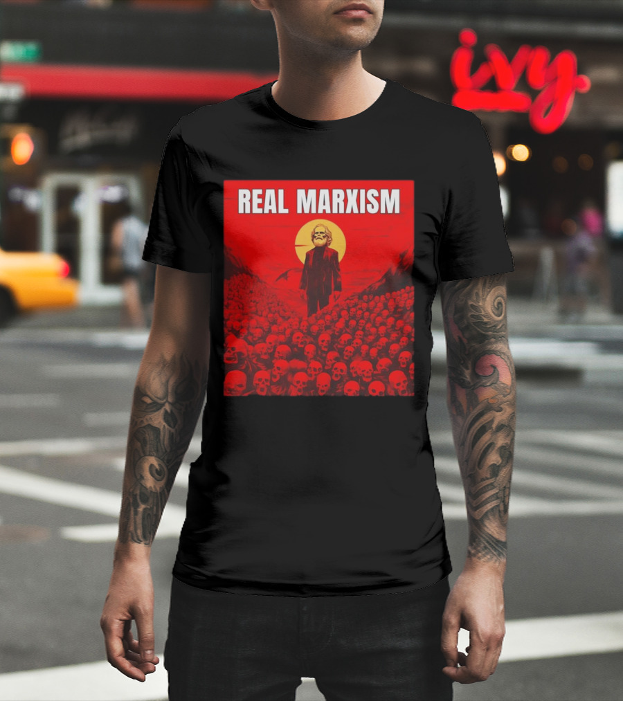 Karl Marx Real Marxism Surrounded By Skulls T-Shirt
