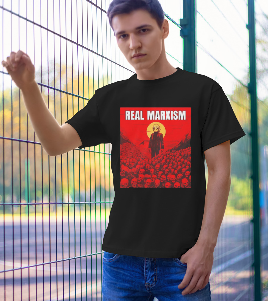 Karl Marx Real Marxism Surrounded By Skulls T-Shirt
