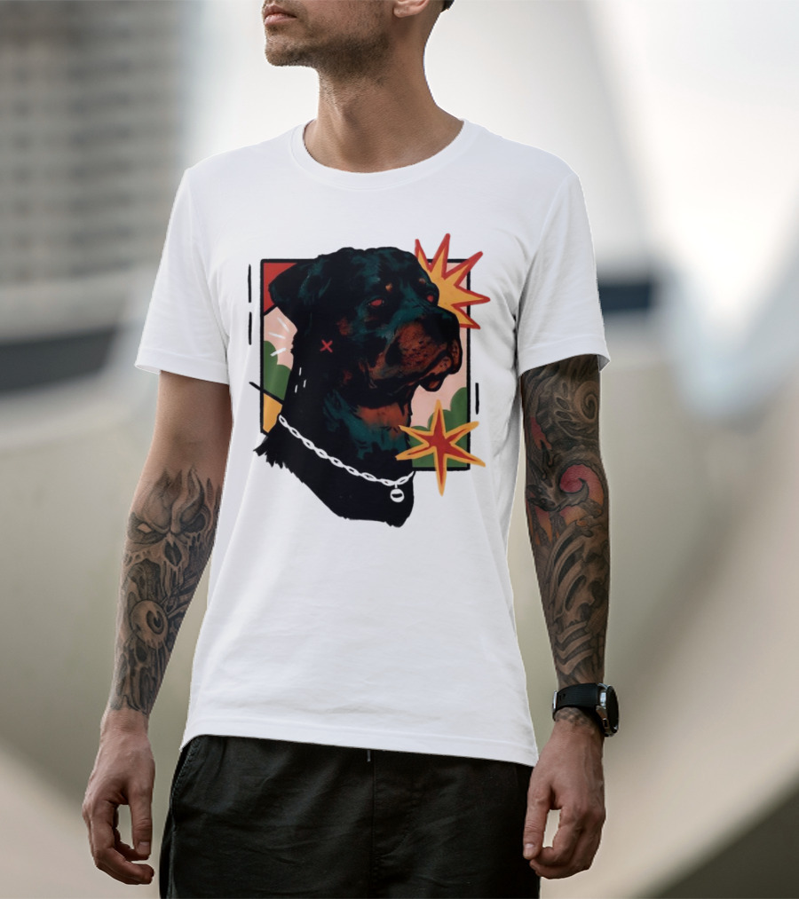 Rottweiler Pop Art Style With Starburst Elements T-Shirt
