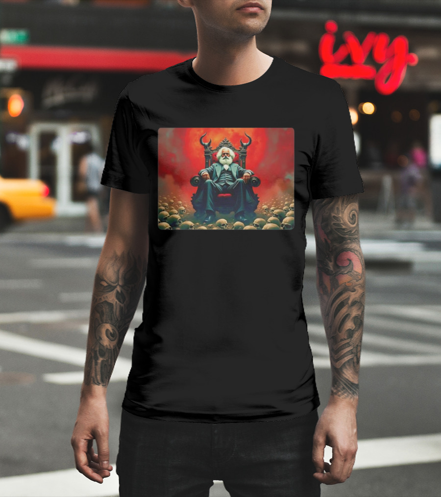 Communists Want To Abolish Intellectual Property Karl Marx Throne Of Skulls And Flames T-Shirt