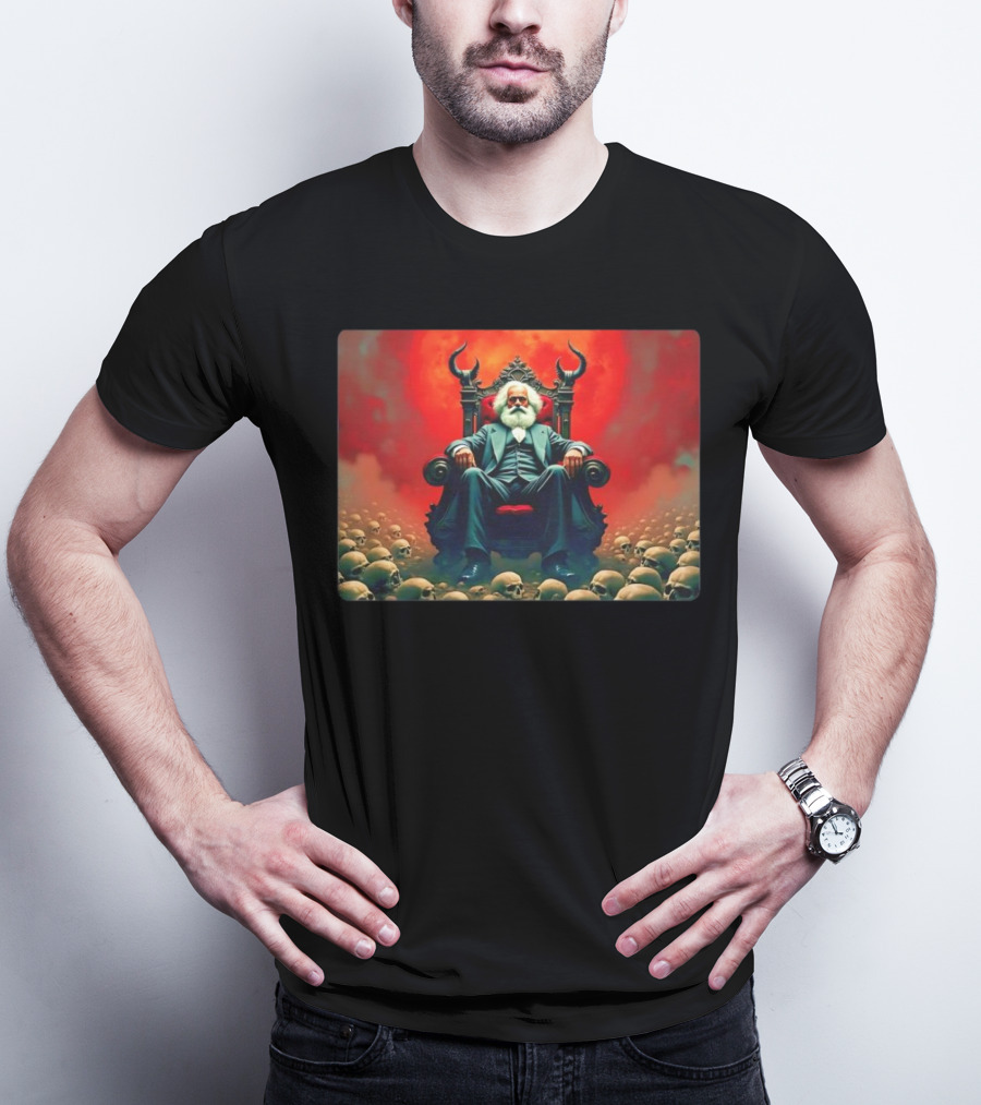 Communists Want To Abolish Intellectual Property Karl Marx Throne Of Skulls And Flames T-Shirt