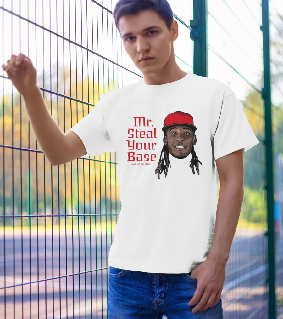 Elly De La Cruz Cincinnati Reds Mr. Steal Your Base Red Cap T-Shirt