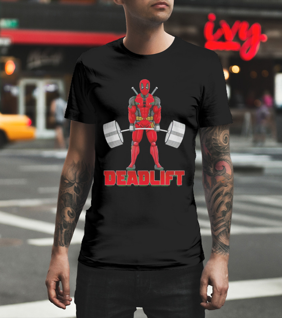 Deadpool Deadlift Gym Fitness Comic Character Strength Training T-Shirt