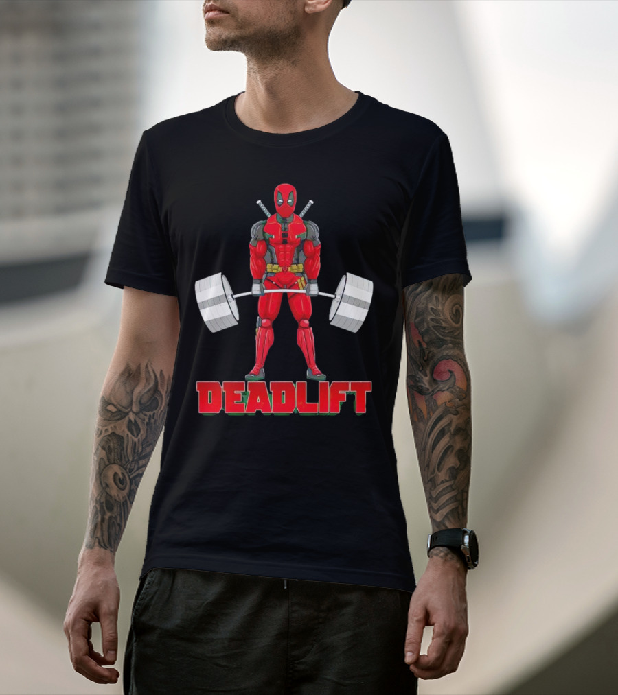Deadpool Deadlift Gym Fitness Comic Character Strength Training T-Shirt