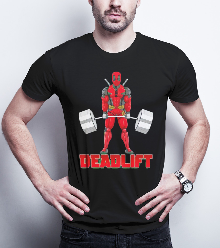Deadpool Deadlift Gym Fitness Comic Character Strength Training T-Shirt