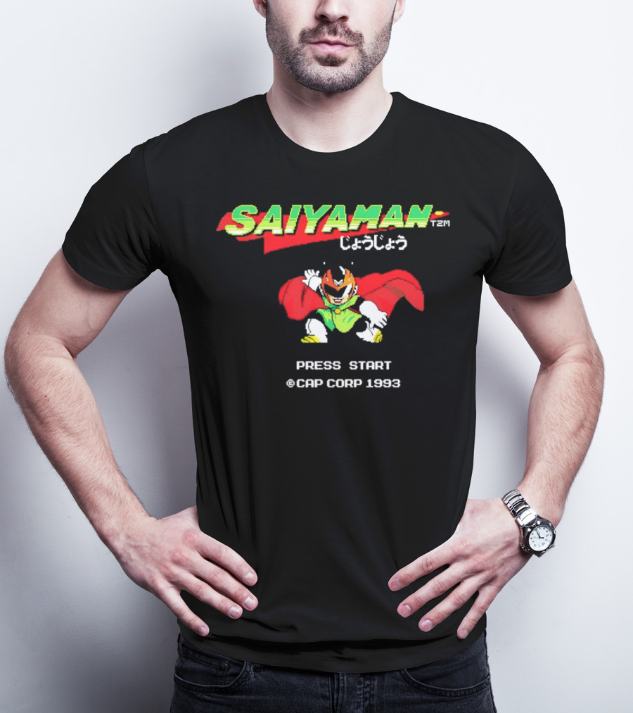 SAIYAMAN Press Start ©CAP CORP 1993 Vintage Game Gohan Rocks T-Shirt