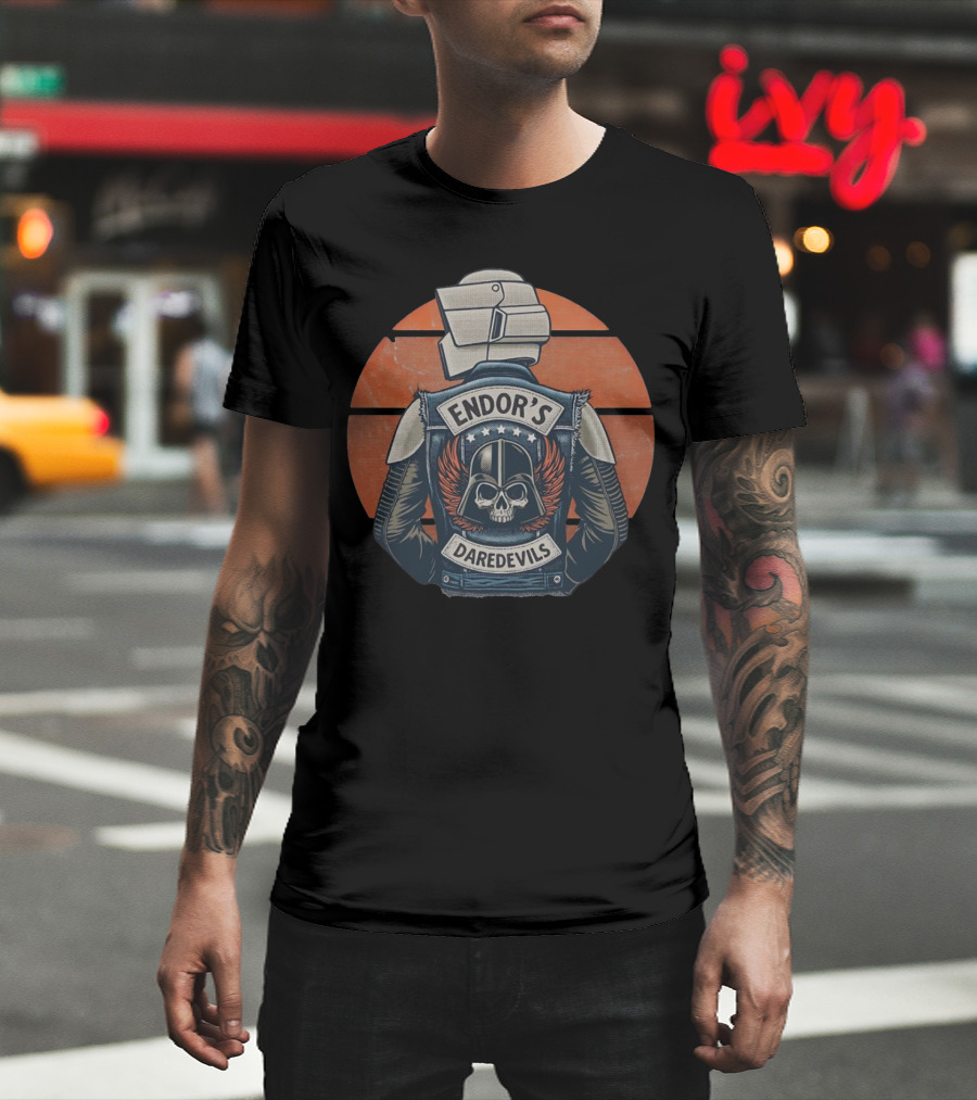 Imperial Biker Scout Club Endor’s Daredevils Vintage Skull Jacket T-Shirt