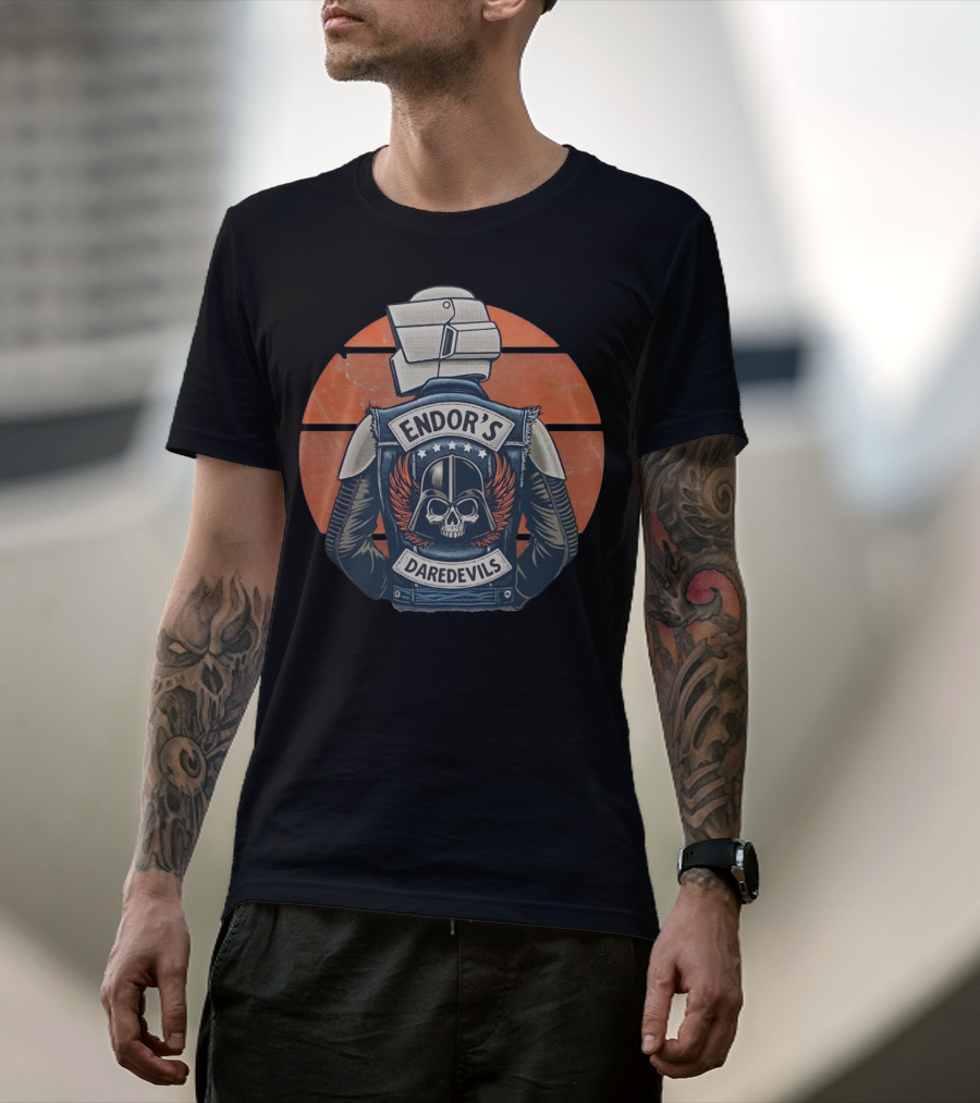 Imperial Biker Scout Club Endor’s Daredevils Vintage Skull Jacket T-Shirt