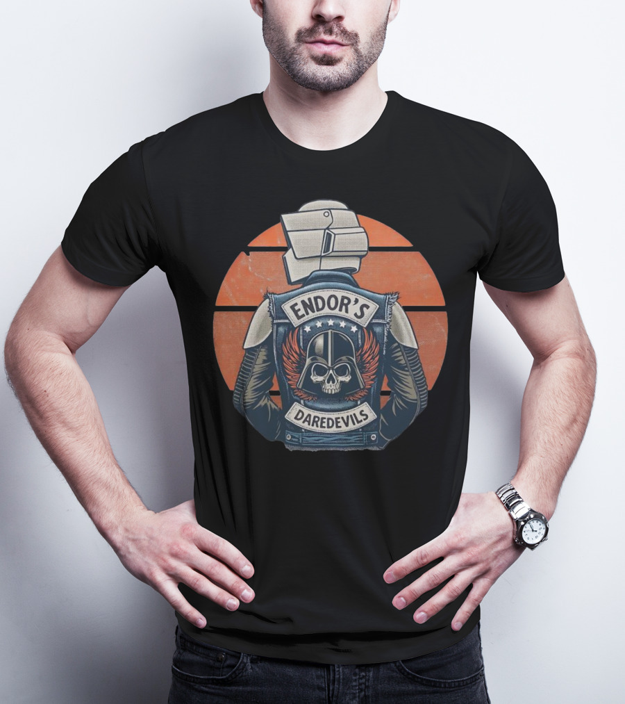 Imperial Biker Scout Club Endor’s Daredevils Vintage Skull Jacket T-Shirt