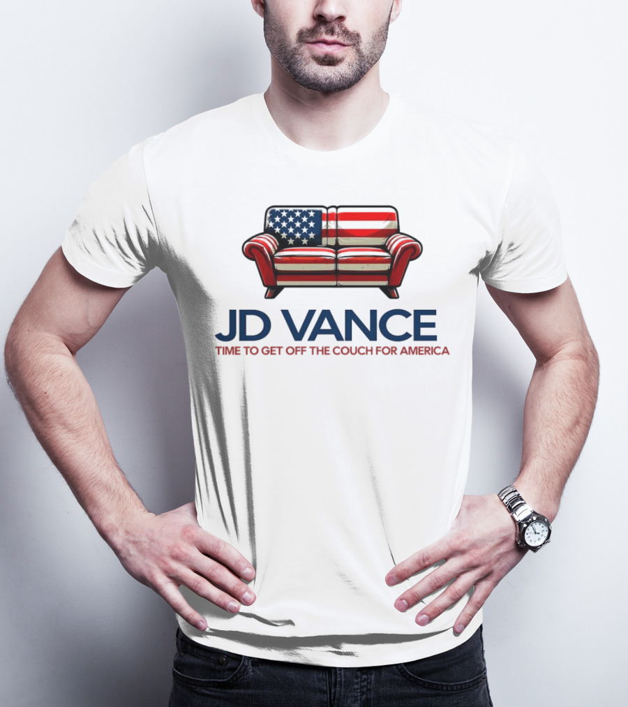 JD Vance Time To Get Off The Couch For America USA Flag Couch T-Shirt