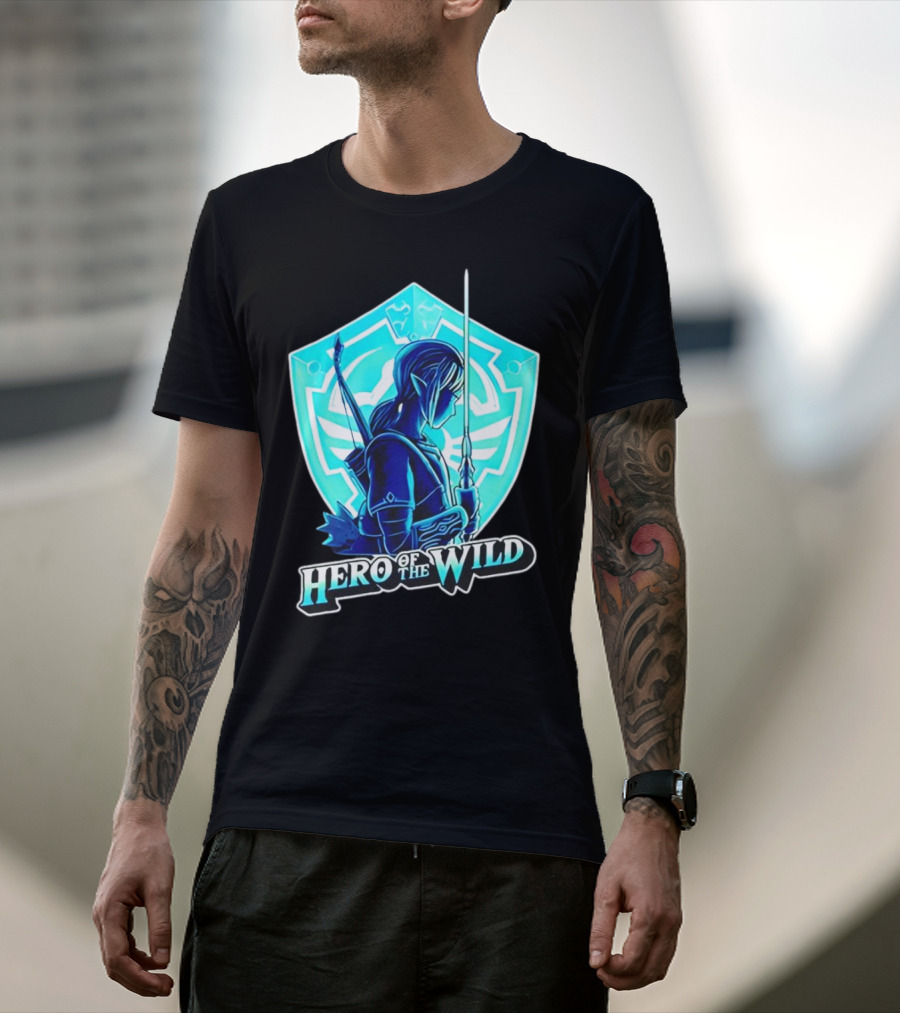Hero Of The Wild Legend Of Zelda Link Blue Sword And Shield T-Shirt