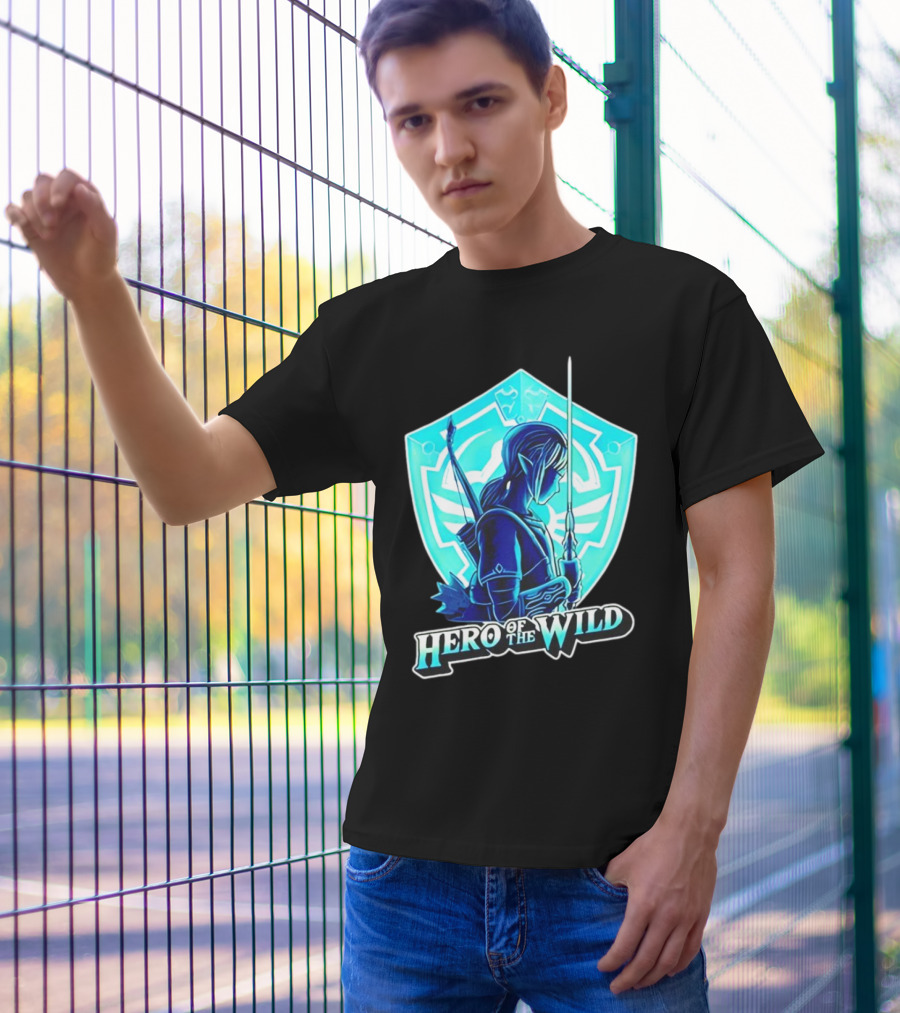 Hero Of The Wild Legend Of Zelda Link Blue Sword And Shield T-Shirt